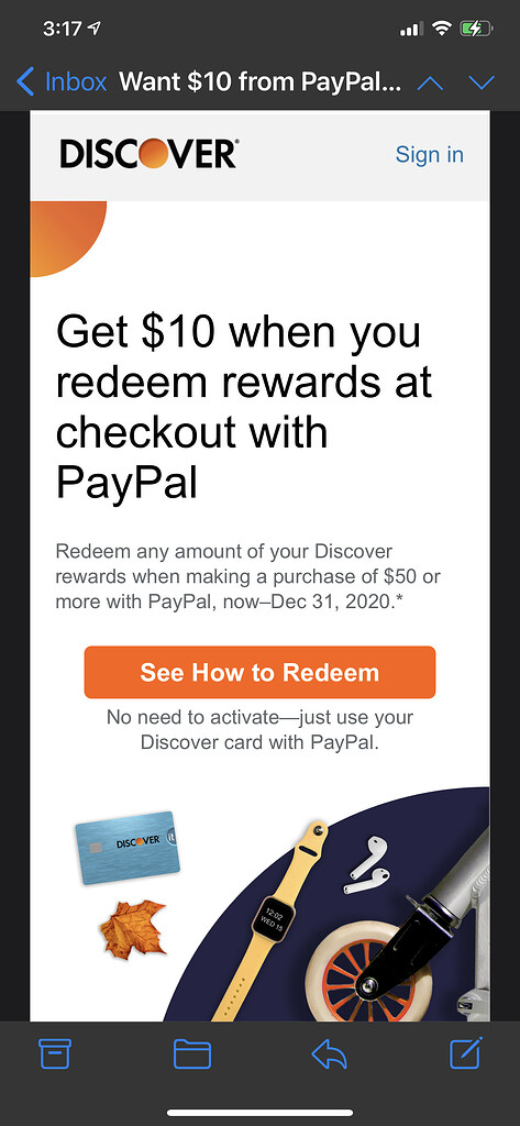 Discover reward redeem via Paypal get 10 - 信用卡 - 美卡论坛