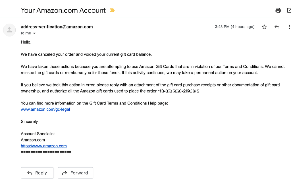 Amazon 把我几百刀的 gift card balance 给 void 了！ - 败家 - 美卡论坛
