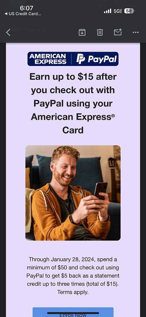 Amex PayPal $50-$5 x3 - 玩卡 - 美卡论坛