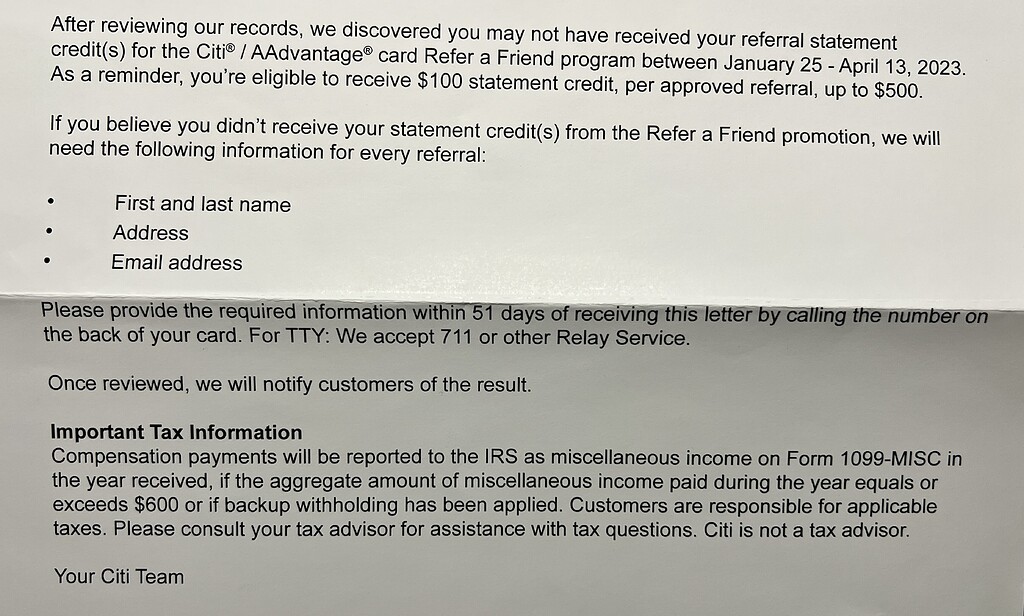有人收到过citi AA关于referral的信吗？ - 玩卡 - 美卡论坛