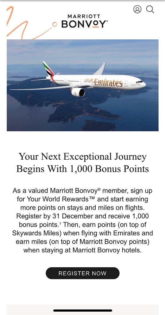 Marriott 链接Emirates 送 1k points - 酒店常旅客 - 美卡论坛