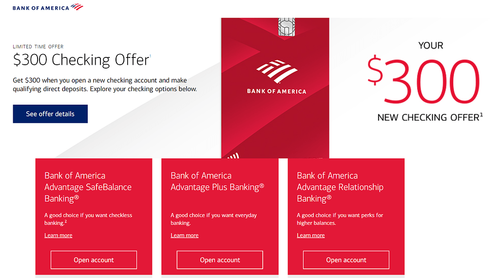 BoA checking $300 offer [Targeted] - 银行账户 - 美卡论坛