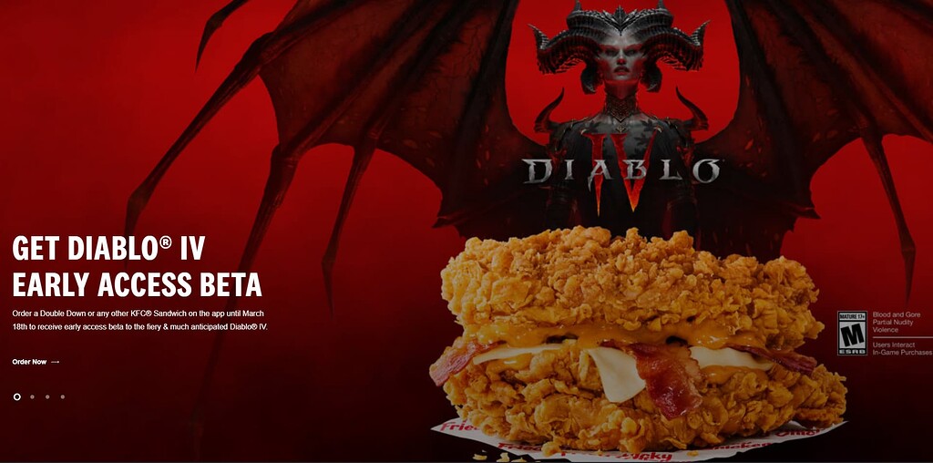 买KFC Double Down Sandwich，拿 Diablo 4 Early Beta Access (March 17-19 ...