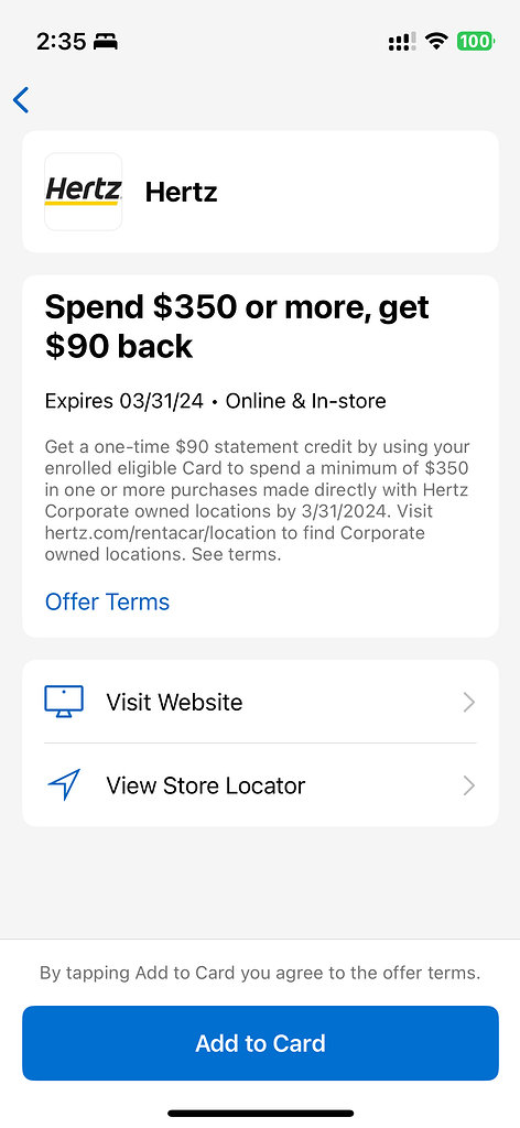 amex offer hertz 350-90 - 信用卡 - 美卡论坛