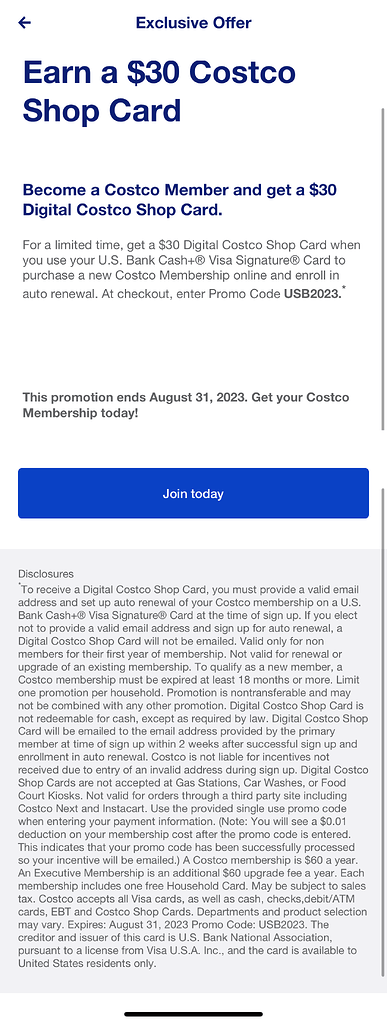 $30 Costco Shop Card with US cash+ - 玩卡 - 美卡论坛