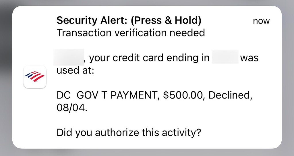 BoA 123盗刷：DC GOV T PAYMENT - 信用卡 - 美卡论坛
