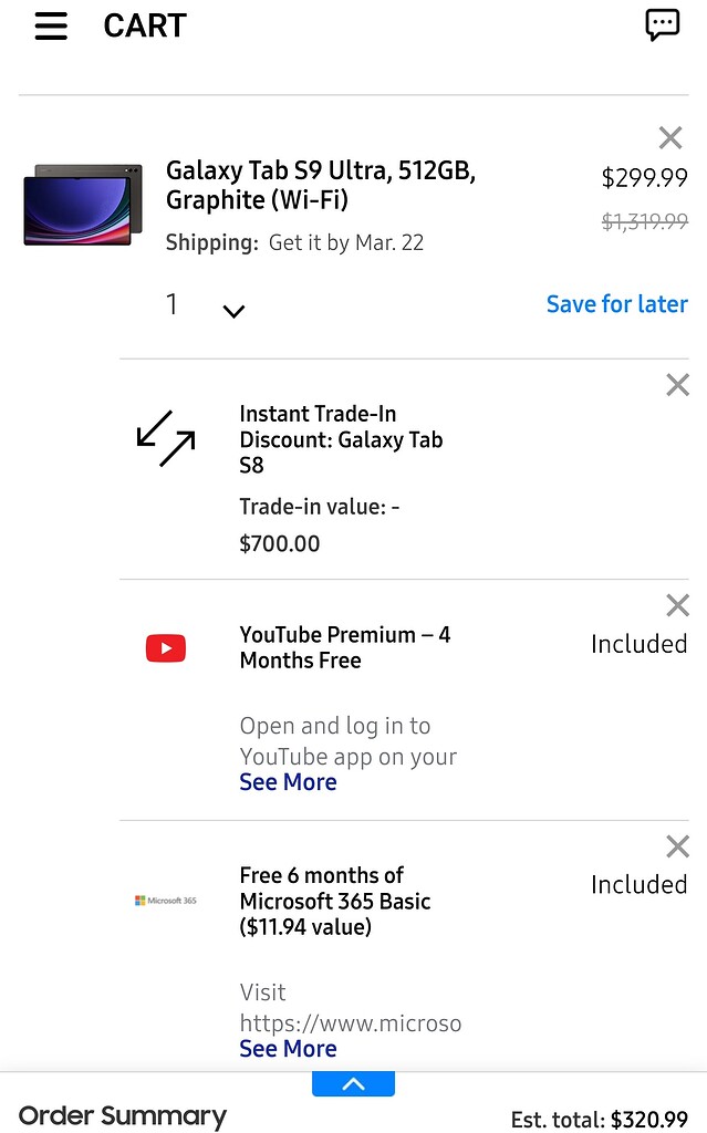 [Dead]Samsung Tablet S9 ultra 12+512, trade in S8, 299.99$ - 败家 - 美卡论坛