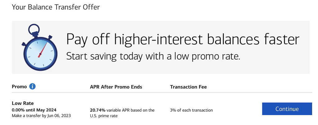 balance transfer offer 0% APR - 玩卡 - 美卡论坛