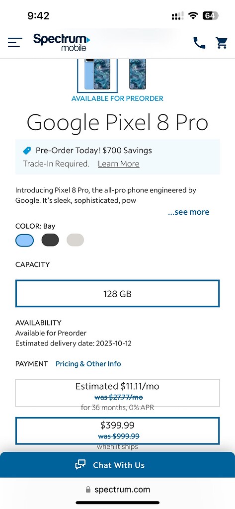 Spectrum Pre-Order Pixel 8 Pro $700 savings after trade-in - 电子产品 - 美卡论坛