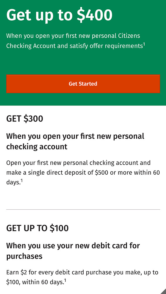 Citizens Bank $400+$500 bonus - 银行账户 - 美卡论坛