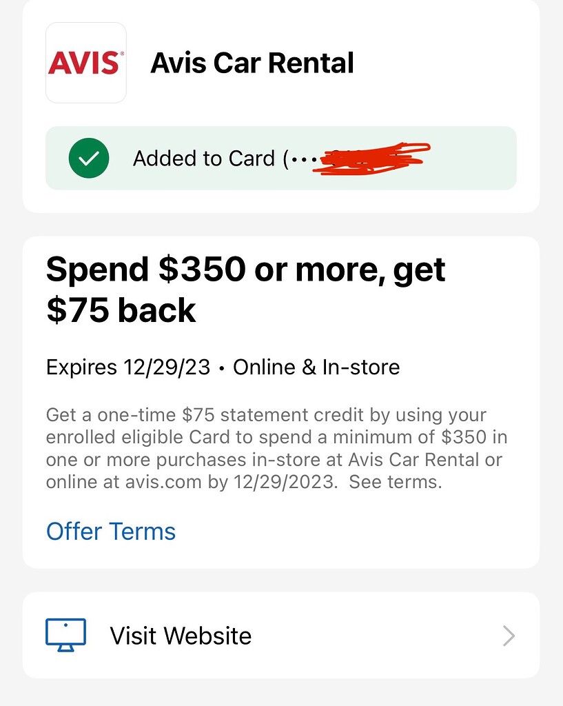 AVIS 350-75 offer - 玩卡 - 美卡论坛