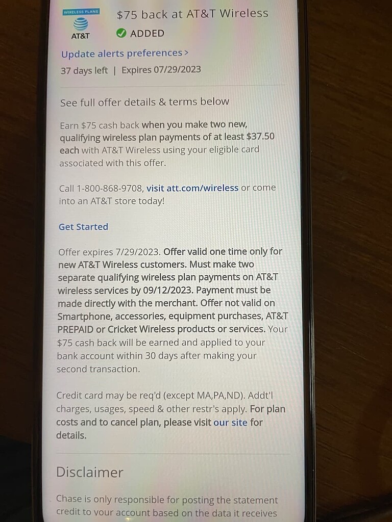 chase att 75这个offer 能干嘛？个人没有att 但是两张chse卡都有这个 - 败家 - 美卡论坛