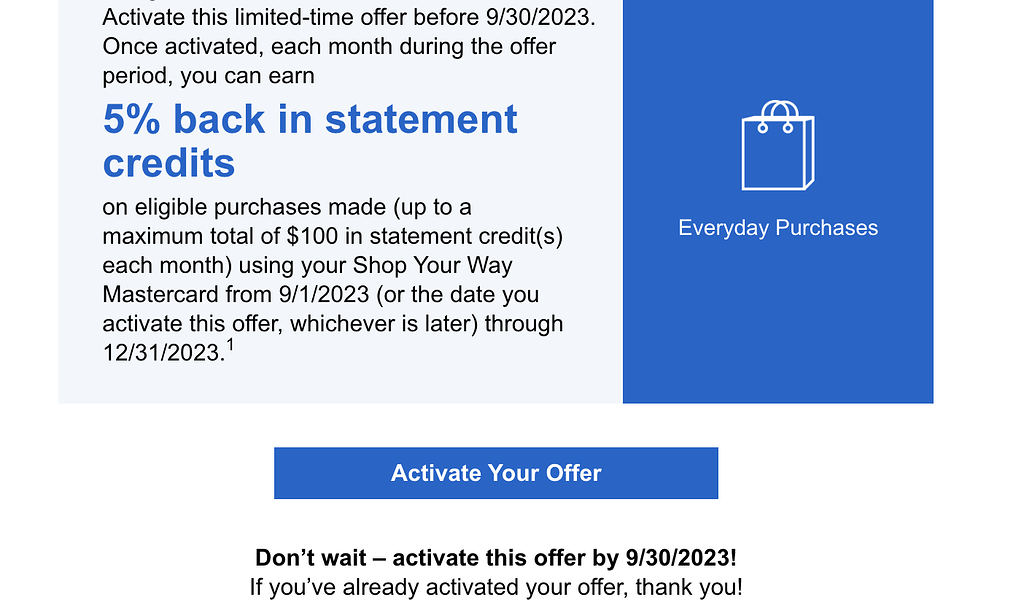 ShopYourWay Mastercard 5% back, 9/1 - 12/31 - 信用卡 - 美卡论坛