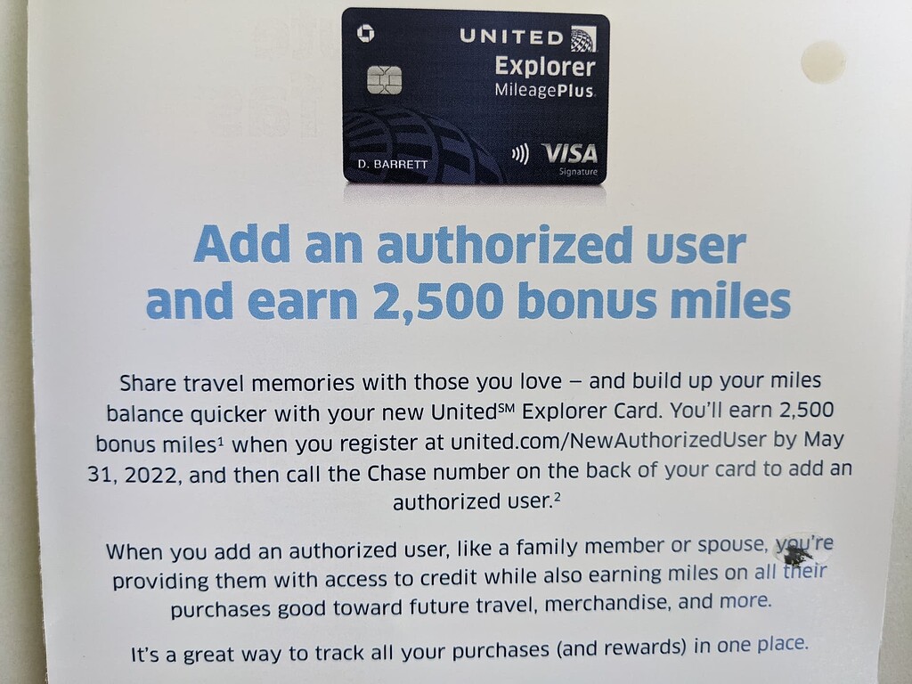 UA explorer authorized user 2500 miles 小羊毛 - 玩卡 - 美卡论坛