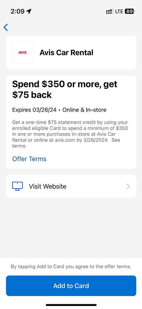 amex offer avis 350-75, budget 250-50, national 300-60, hertz 350-90 - 第 2 页 - 信用卡 - 美卡论坛