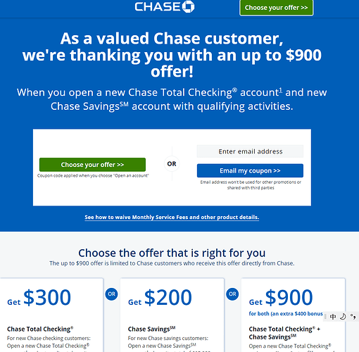 Chase $900 开户发coupon拉 (Targeted) - 银行账户 - 美卡论坛