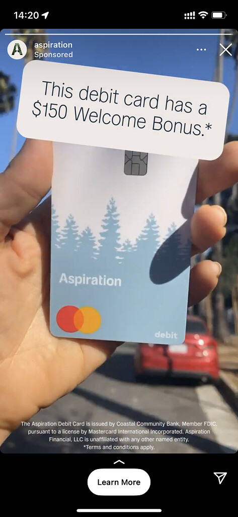 这家是aspiration的MasterCard debit card - 银行账户 - 美卡论坛