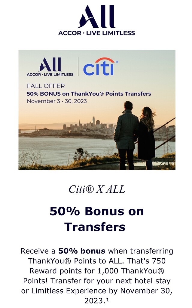 Citi TYP转点Accor限时50% bonus - 玩卡 - 美卡论坛