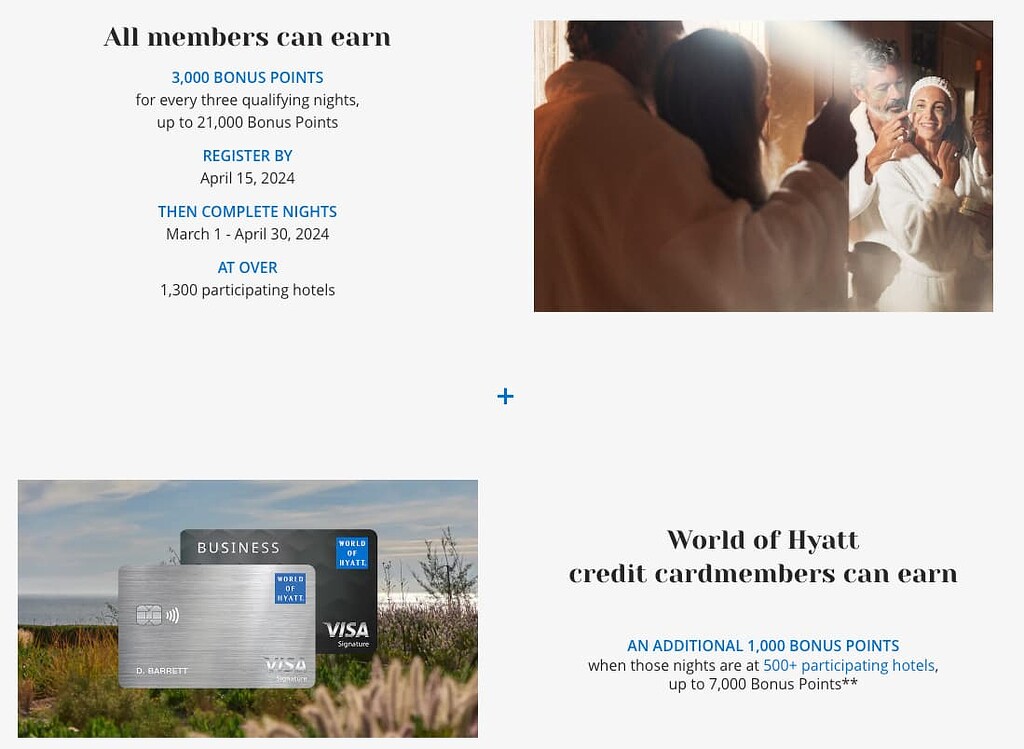 [2/22入口开启] Hyatt 2024 Q1 Bonus Journey 3晚3000分 - 酒店常旅客 - 美卡论坛