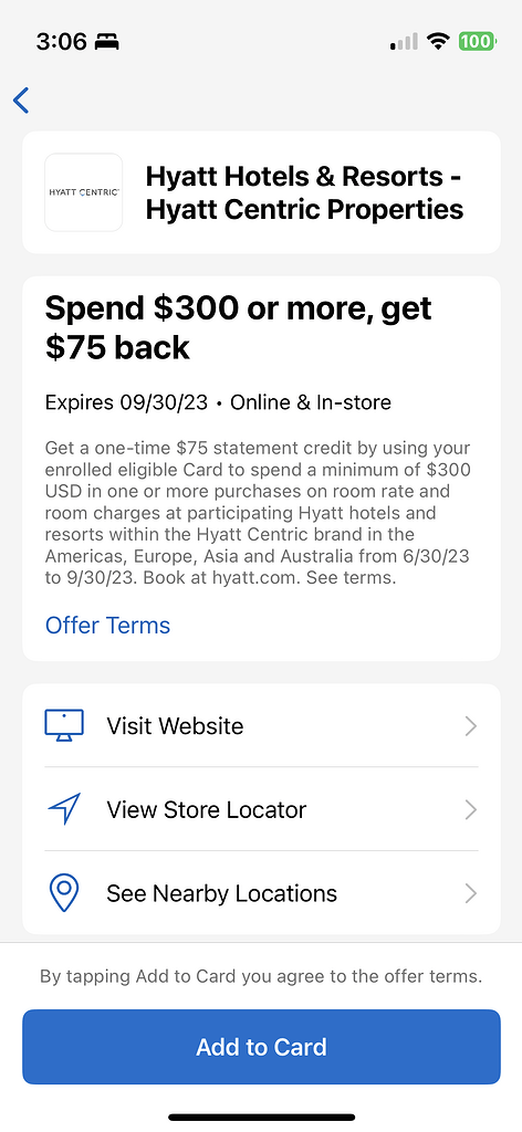 amex offer hyatt centric 300-75 - 信用卡 - 美卡论坛