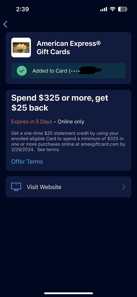 Amex $325 - $25 GC Offer - 信用卡 - 美卡论坛