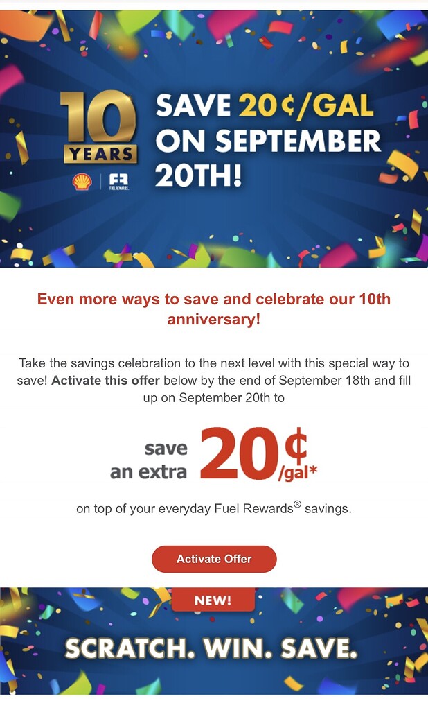 9/20 Shell Fuel Rewards 额外减20cents/gallon - 第 3 页 - 汽车 - 美卡论坛