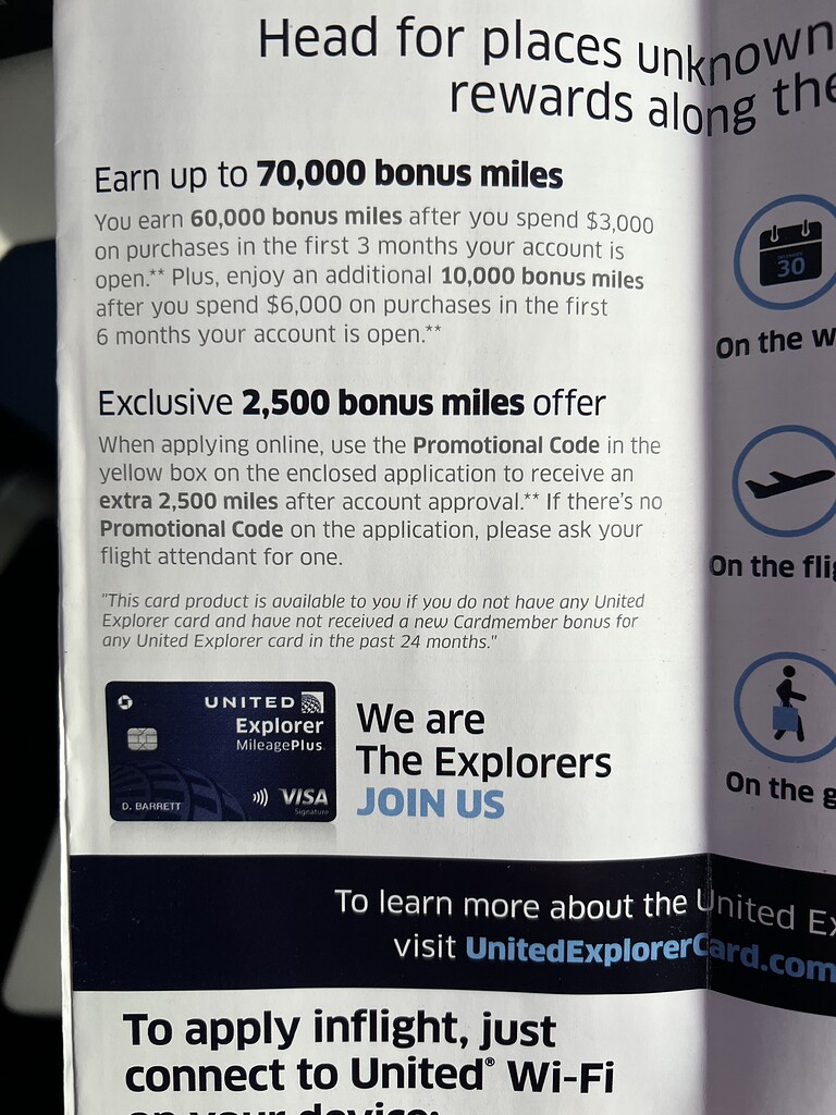 chase UA explorer inflight offer 72.5K - 信用卡 - 美卡论坛