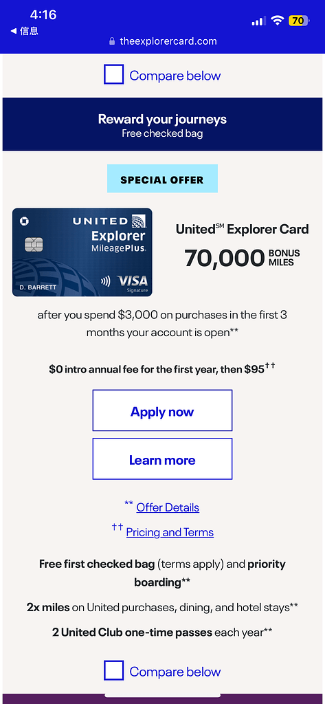 United Explorer Card 70K回归 - 玩卡 - 美卡论坛