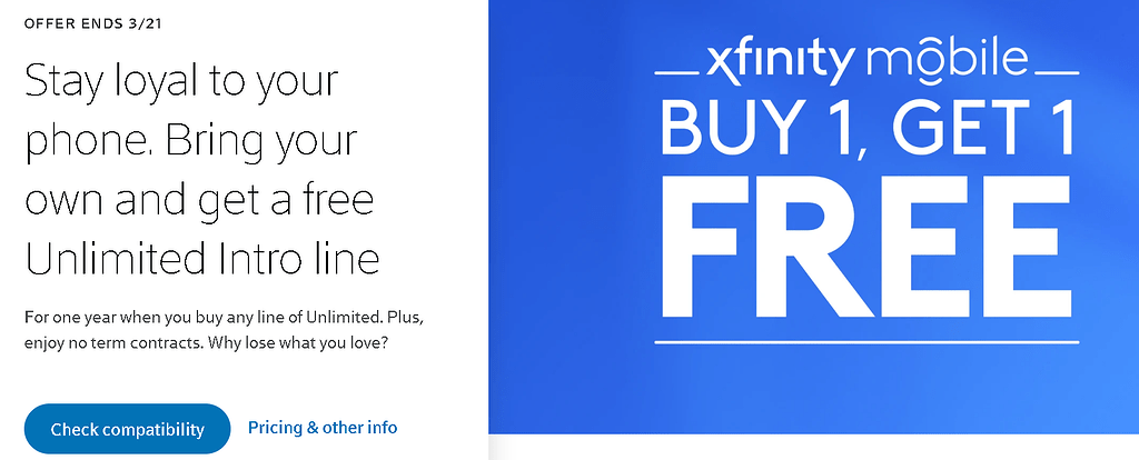 Xfinity Mobile buy 1 get 1 free promo的问题 - 手机卡 - 美卡论坛