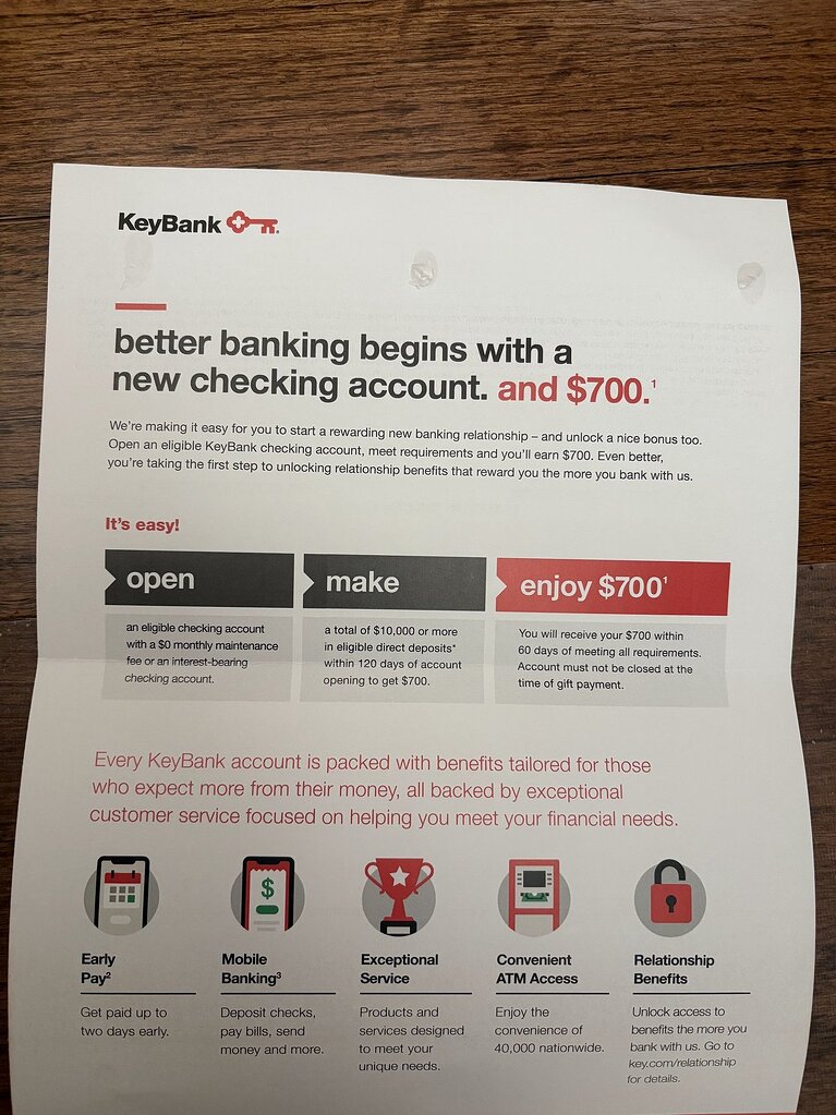 Keybank支票账户700奖励 - 玩卡 - 美卡论坛