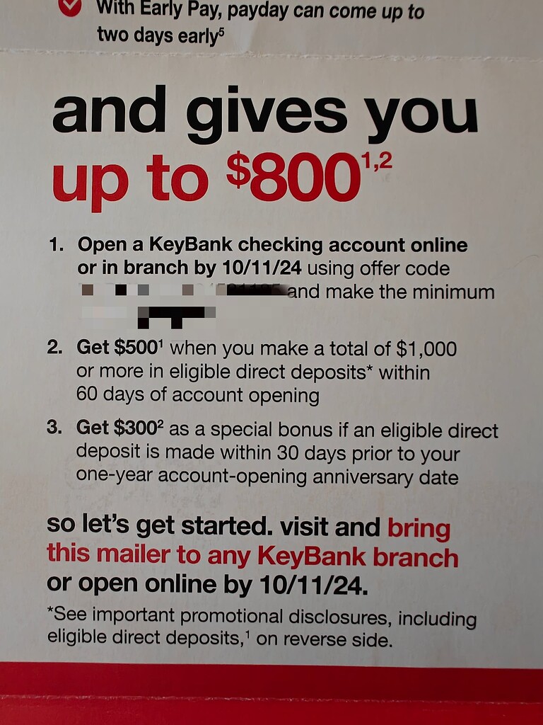 新鲜的Keybank up to $800 checking offer - 银行账户 - 美卡论坛