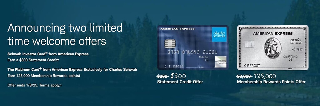 Charles Schwab版白金卡和 Charles Schwab Cards from American Express官网更新新高 ...