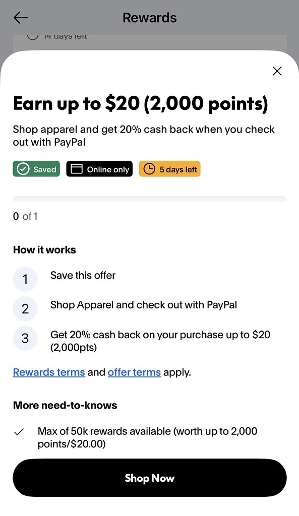 PayPal 20% cash back on apparel - 败家 - 美卡论坛
