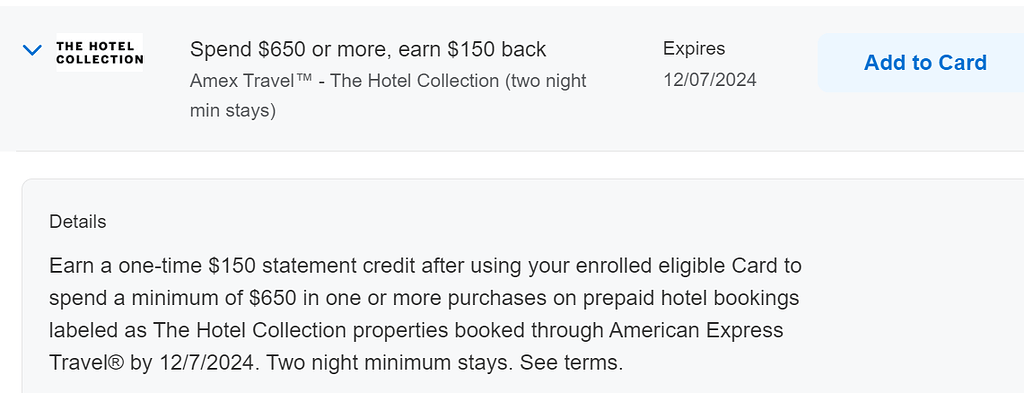 (shui) Amex offer: THC 650-150 - 美卡论坛