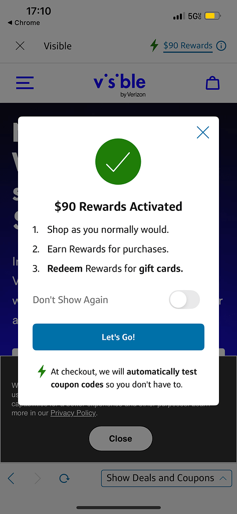 CapitalOneShopping (C1S)的90刀Visible新用户offer有坑吗 - 败家 - 美卡论坛