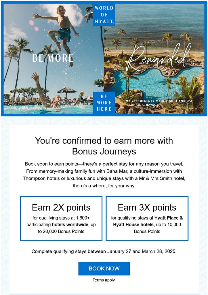[Hyatt Q1? 1.17-2.28] 2X points for hotels, 3X points for Hyatt Place & Hyatt House - 酒店常旅客 - 美卡论坛