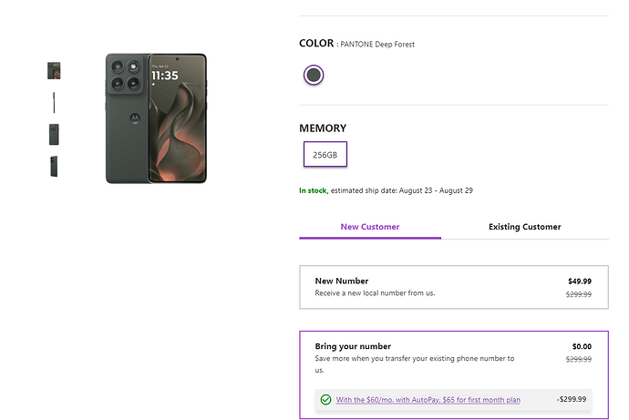 (Metro) Moto Edge 2025 5G （8G/256G）$65.00 w/ port in (疑似可直接用在T-Mobile上 ...