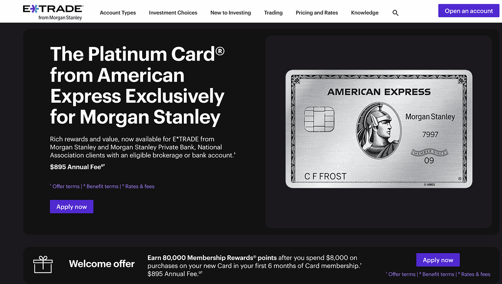 E*Trade Customers Are Now Eligible For American Express Platinum From Morgan Stanley - 信用卡 - 美卡论坛