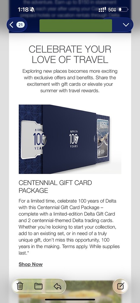 Delta $105 买$100gc送礼盒？ - 航空常旅客 - 美卡论坛