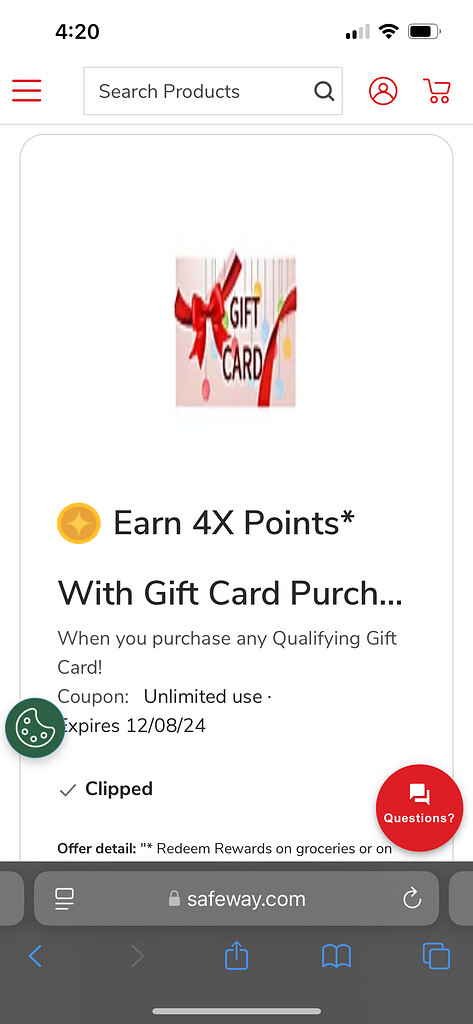 Safeway GC 4X points - 玩卡 - 美卡论坛