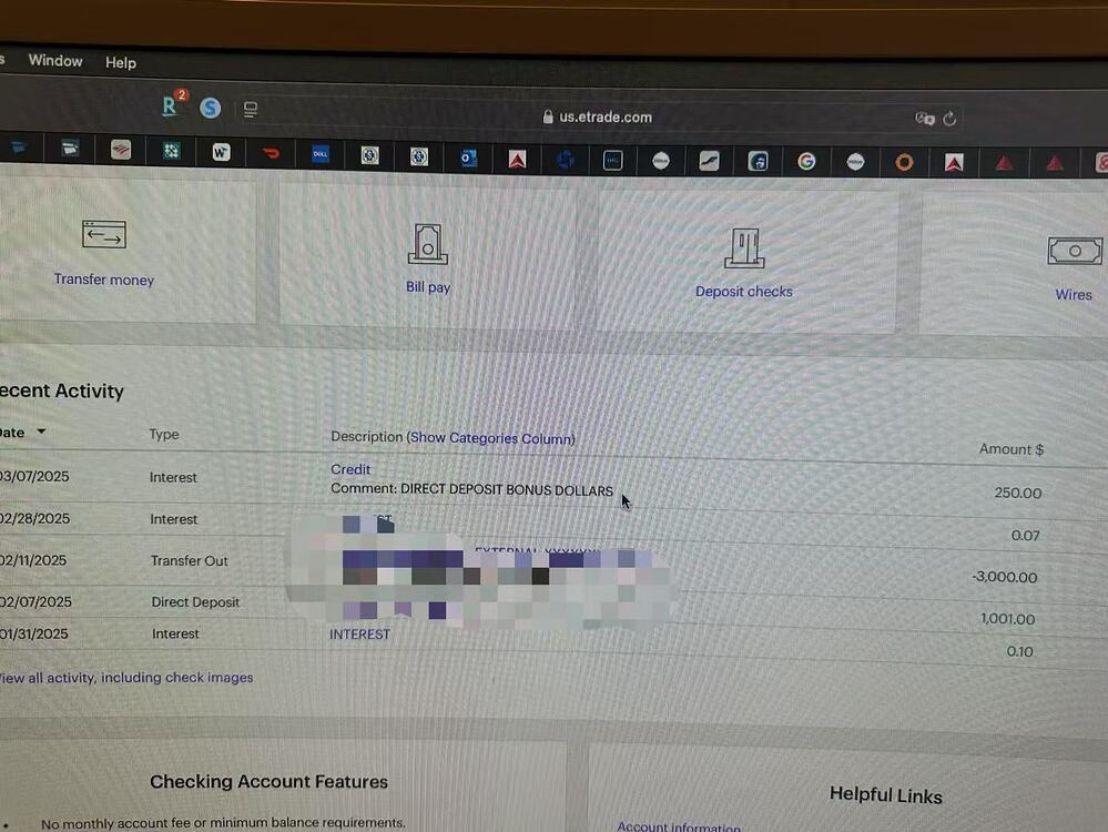 E*Trade $250 Checking (可fake DD, not targeted, free checking, free ...