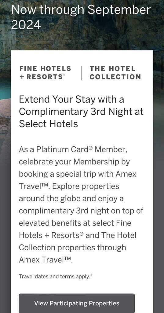 Amex Platinum 部分FHR+THC第三晚免费 - 玩卡 - 美卡论坛