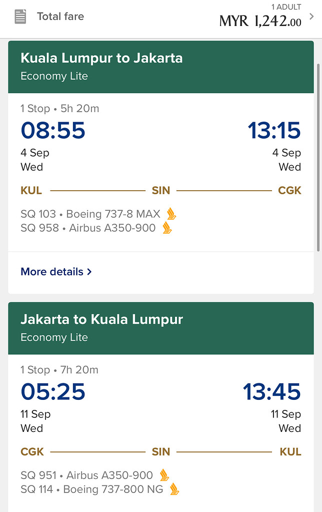 飞4段新航经济舱就能换个新航金卡，KUL-SIN-CGK往返，还有更便宜的途径吗？ - 航空常旅客 - 美卡论坛