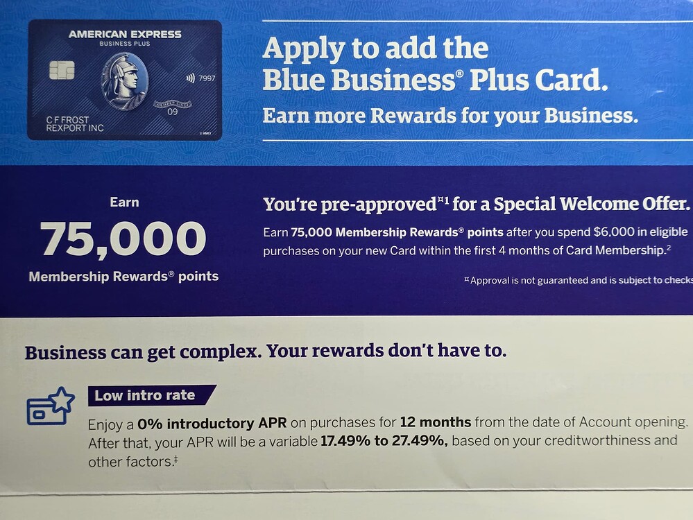 P2收到AMEX BBP 75K的紙質Offer - 玩卡 - 美卡论坛