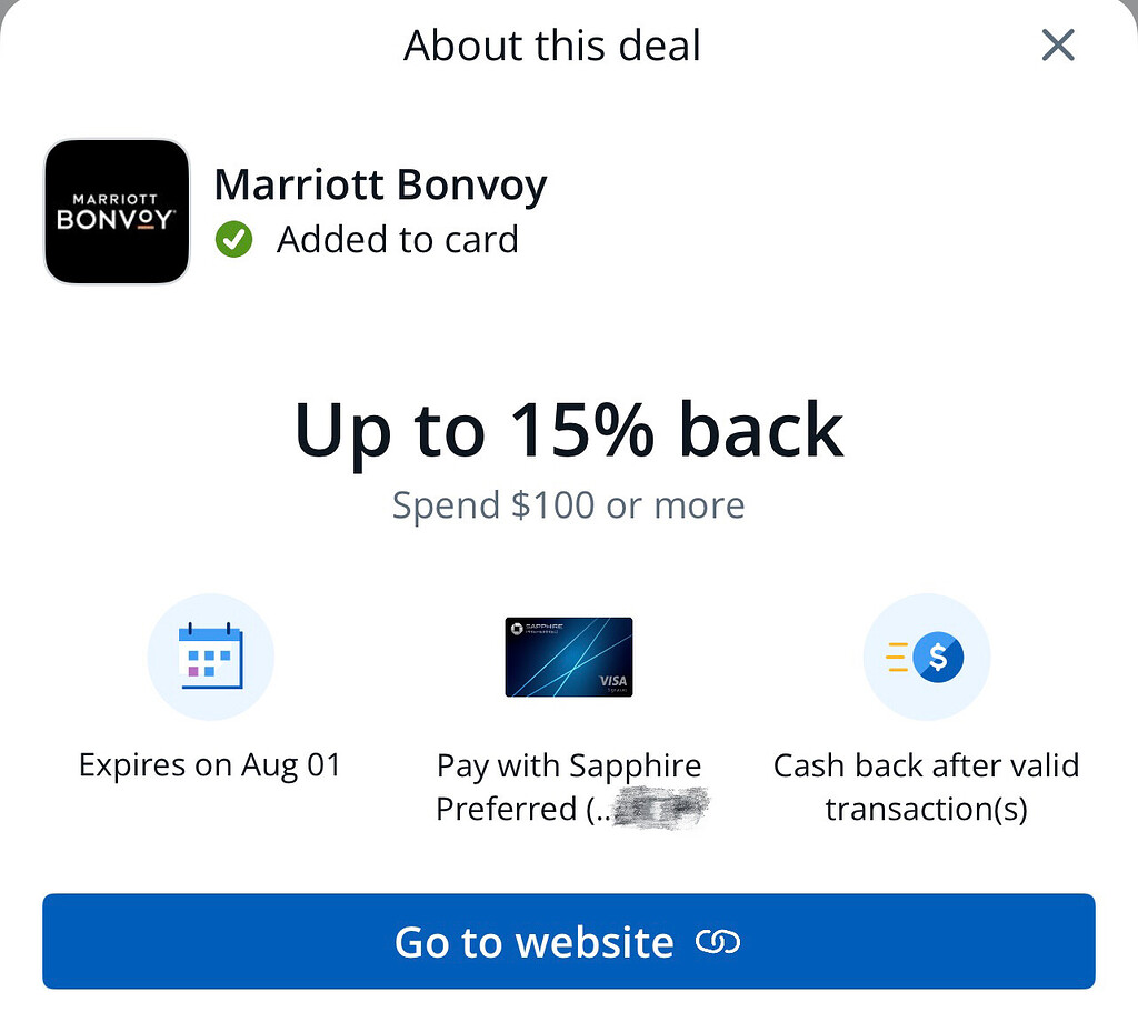 Chase offer: Marriott 15% cash back - 信用卡 - 美卡论坛
