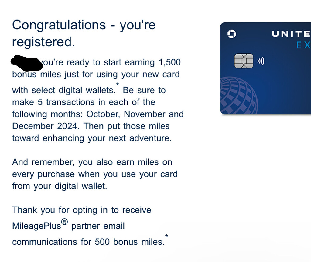 Chase UA卡 5*3笔 digital wallet支付送1500mile - 玩卡 - 美卡论坛