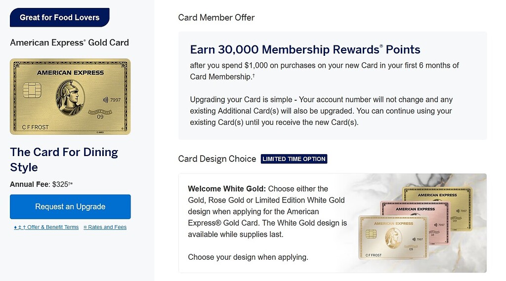 Amex Gold 新丐版升级offer 30k MR after 1k spend - 玩卡 - 美卡论坛