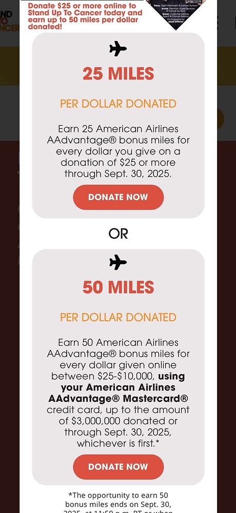 年度AA donation to Stand Up to Cancer 有 50x又开始了 - 玩卡 - 美卡论坛