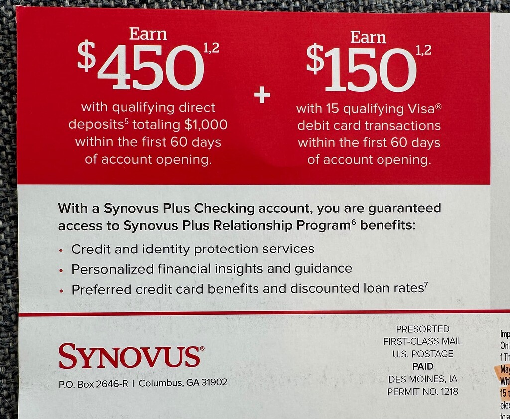 Synovus Checking Bonus - 银行账户 - 美卡论坛