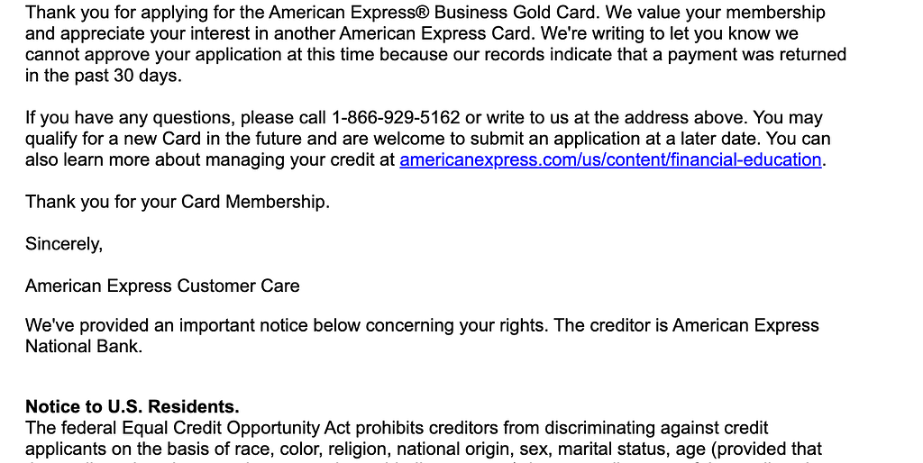 amex biz 金 return payment 被拒 - 信用卡 - 美卡论坛